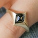 Rhombus Black Diamond Signet Ring 14k Gold Ring Fine - Etsy