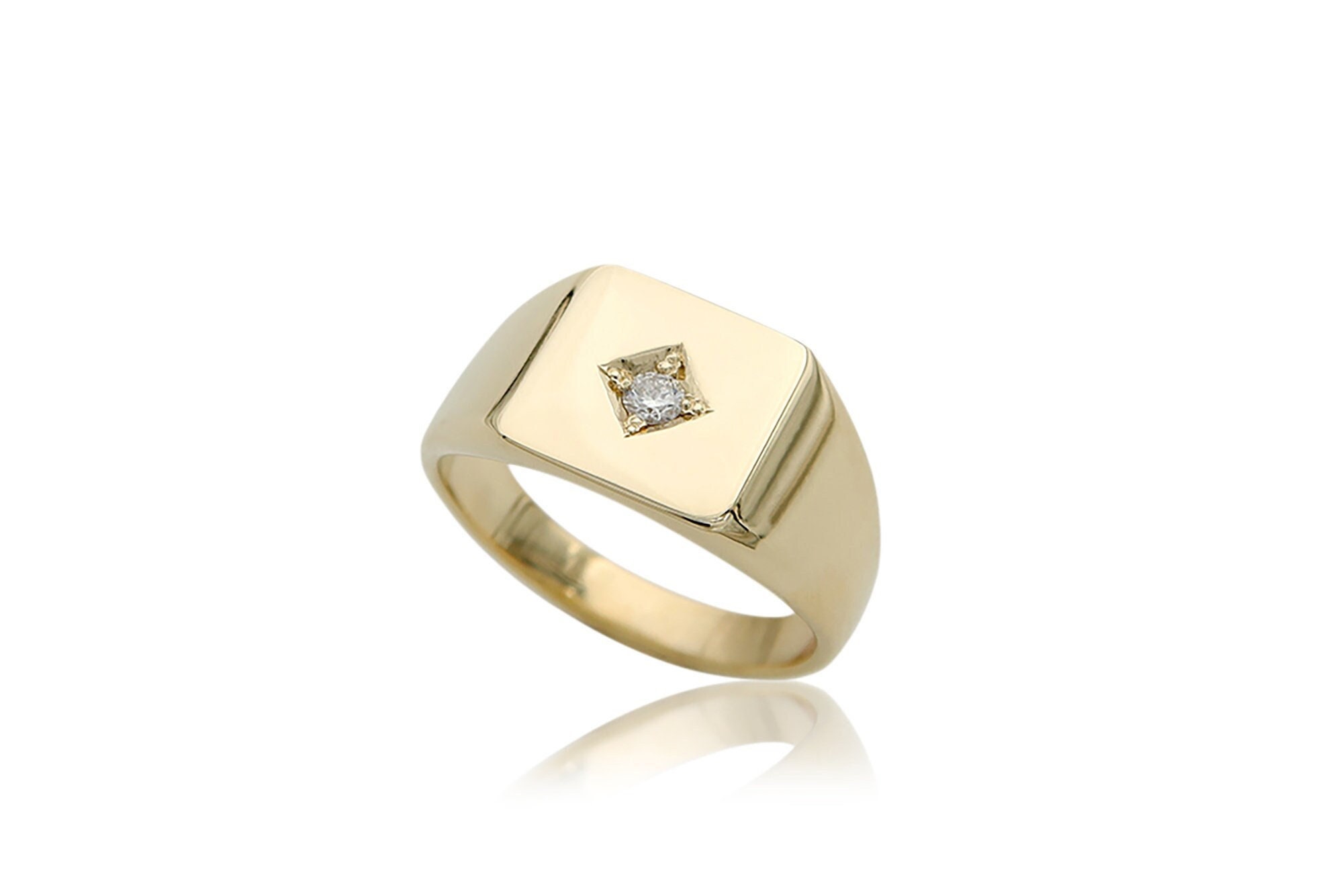 Diamond Signet Ring 14k Gold Signet Ring Fine Jewelry - Etsy
