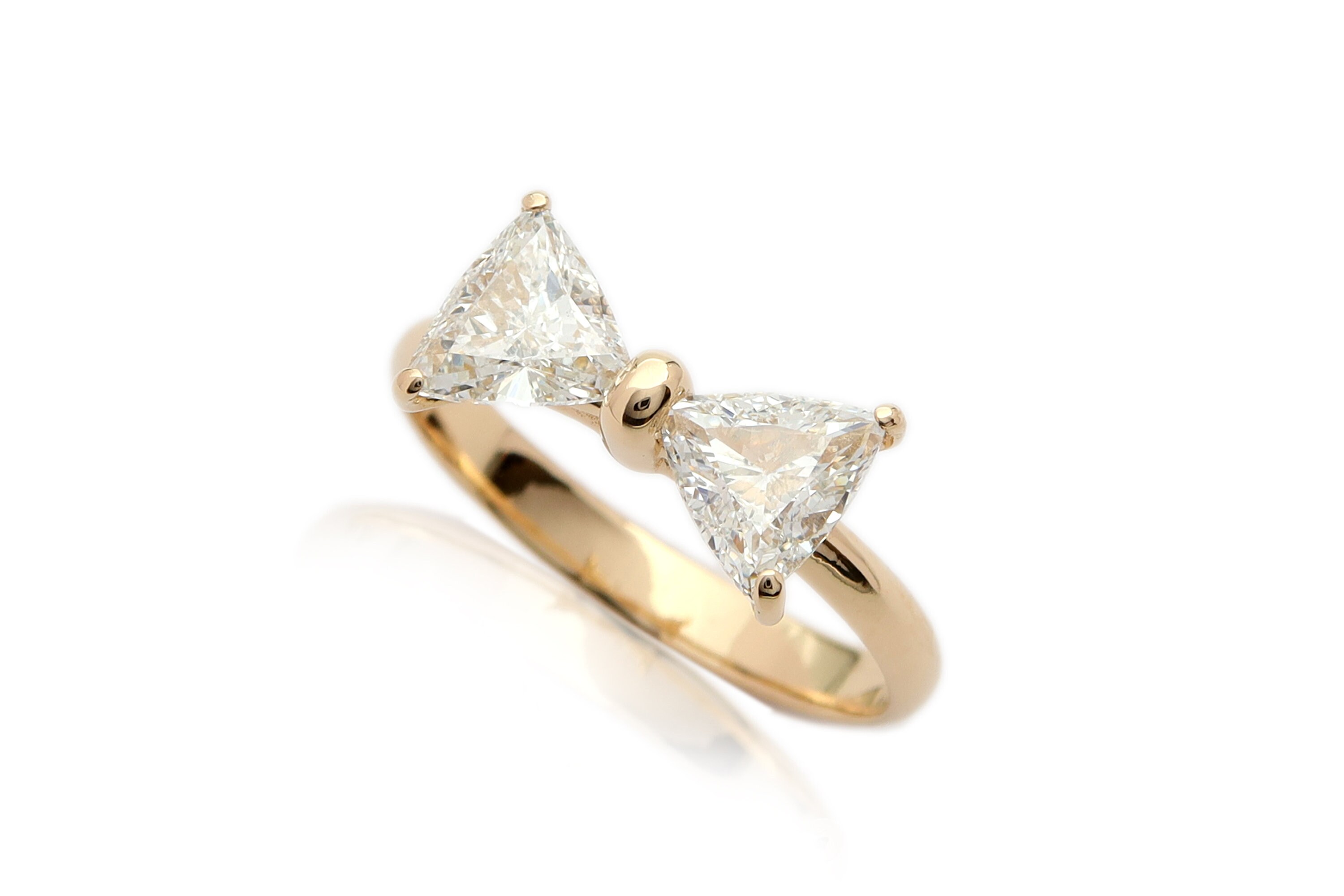 Trillion Cut Diamond Engagement Ring / 14k Gold Diamond Ring/diamond ...