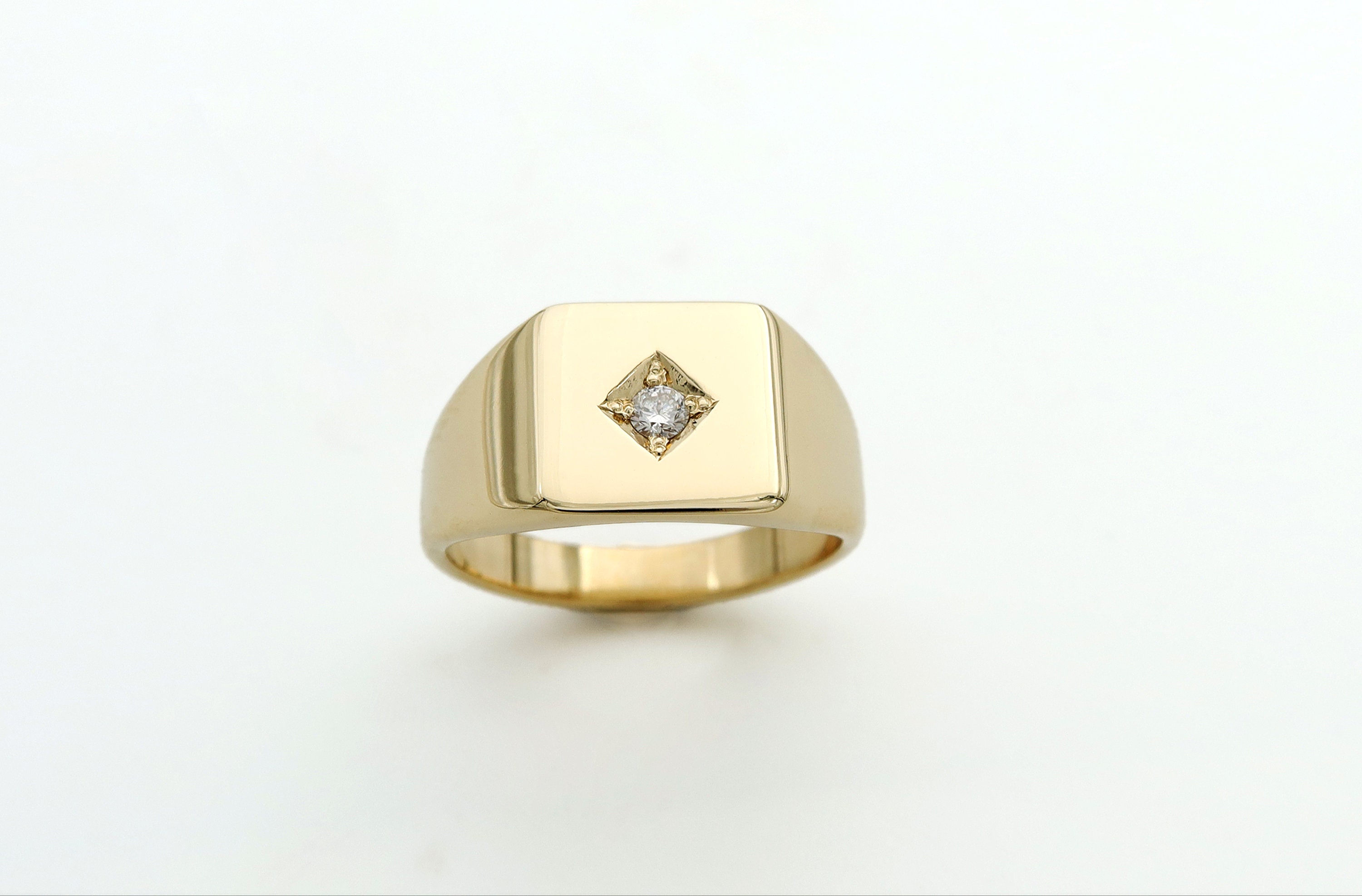 Diamond Signet Ring 14k Gold Signet Ring Fine Jewelry - Etsy