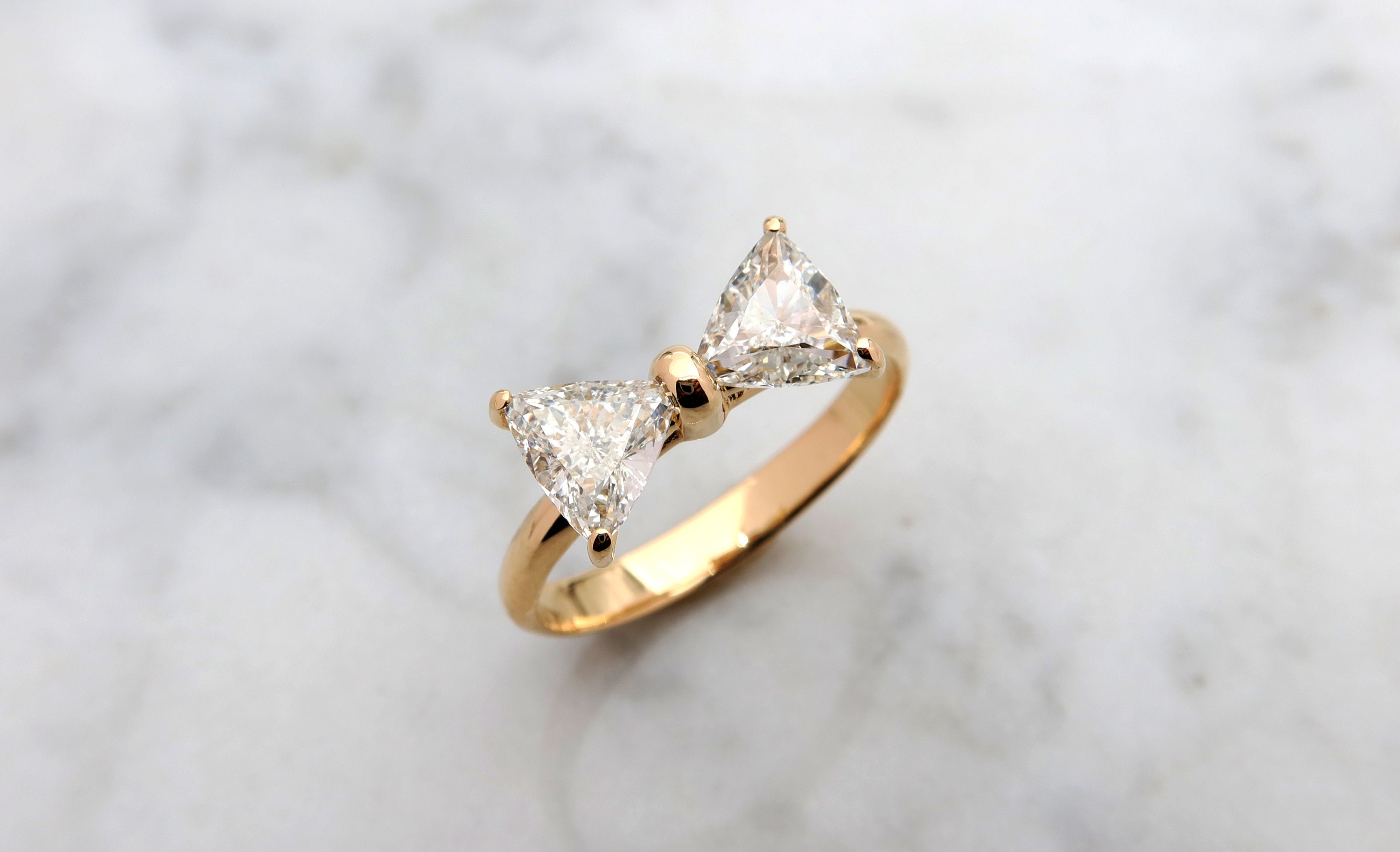 Trillion Cut Diamond Engagement Ring / 14k Gold Diamond Ring/diamond ...