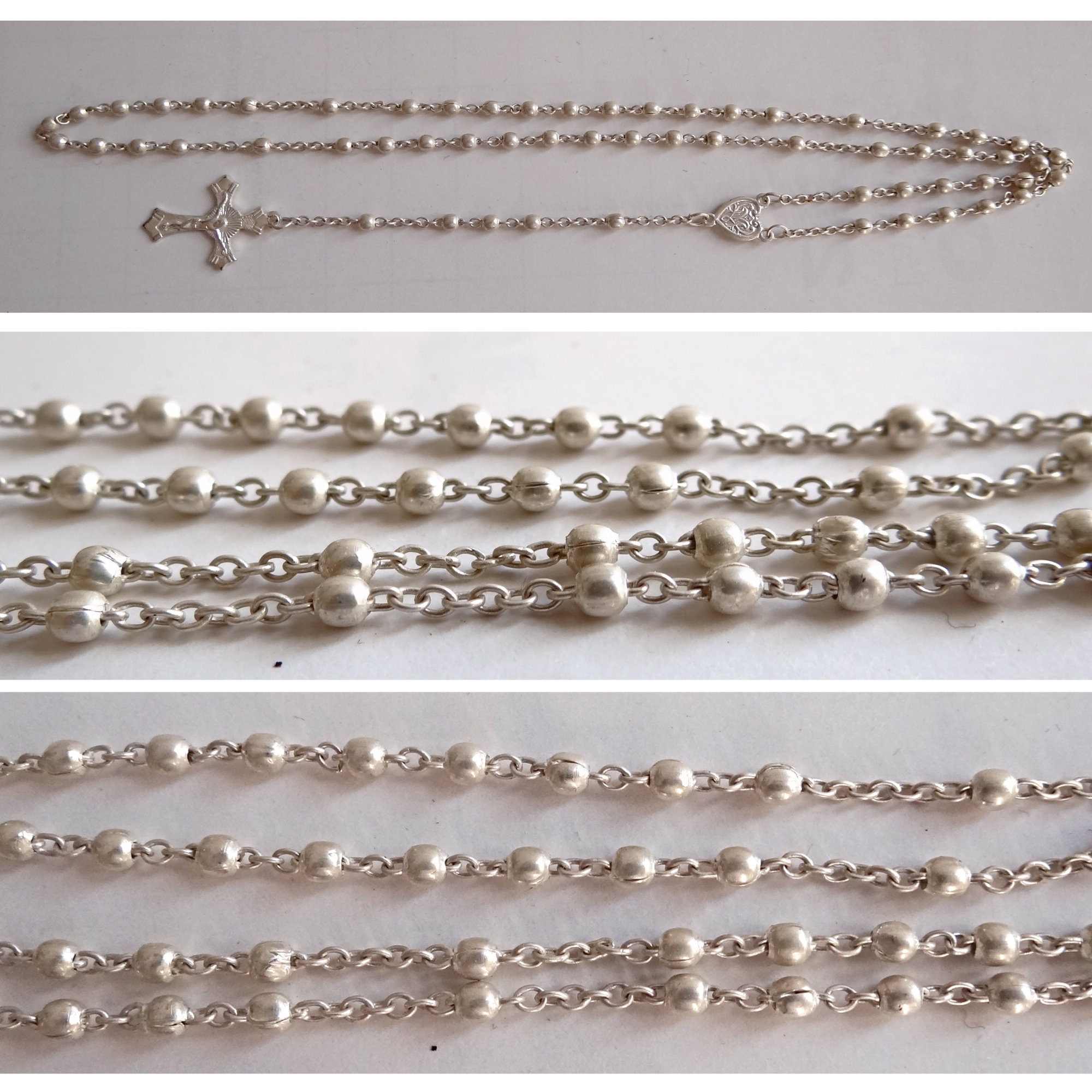 VINTAGE BOX & ROSARY Silver Communion Rosary Vintage 40s Religious ...