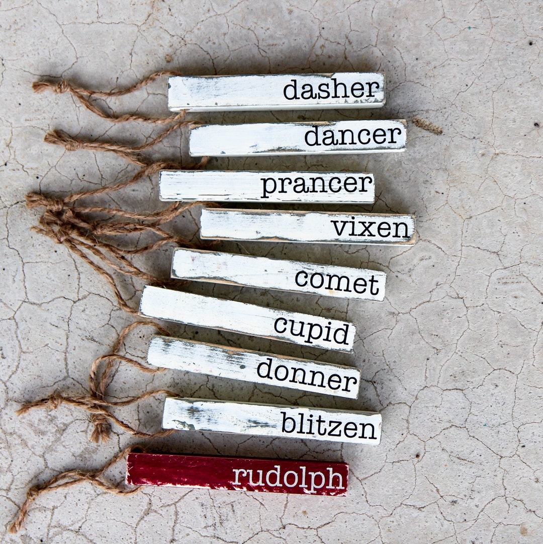 Santa's Reindeer Christmas Ornaments; Reindeer Christmas Ornament Set ...