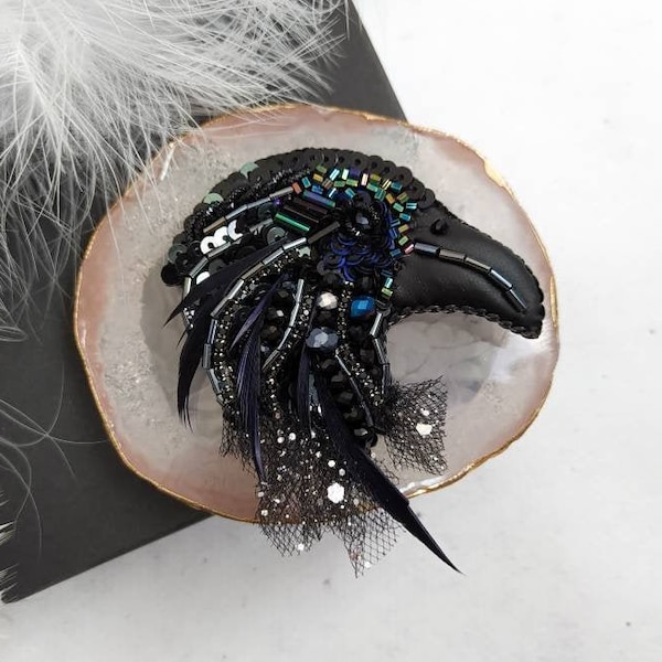 Raven Brooch - Etsy