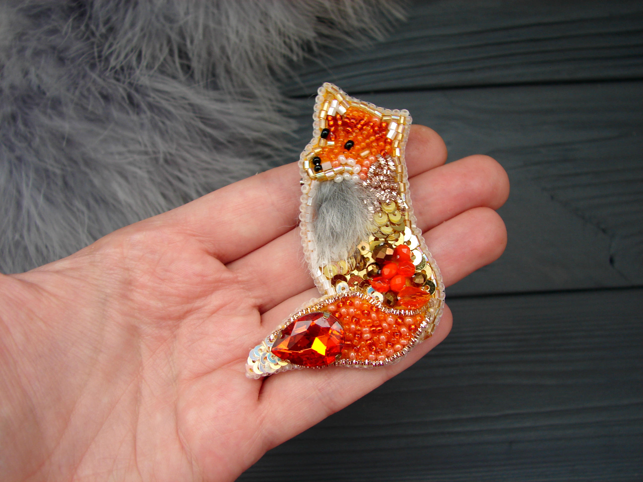Seed Beaded Brooch Fox Brooch Fox Pin Fox Jewelry Animal - Etsy