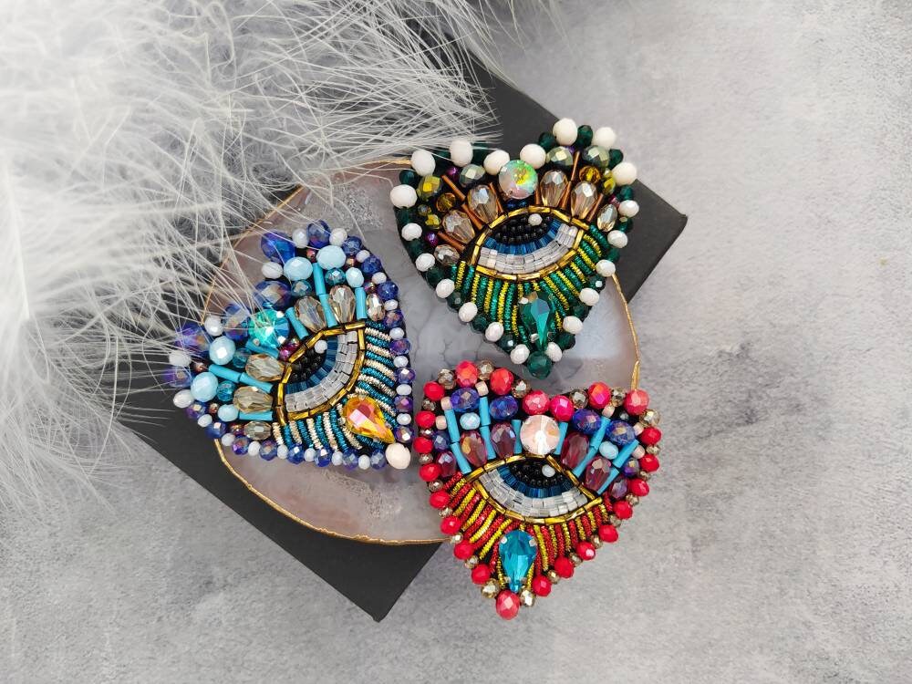 Evil eye brooch pin Evil eye jewellery Heart brooch Evil | Etsy