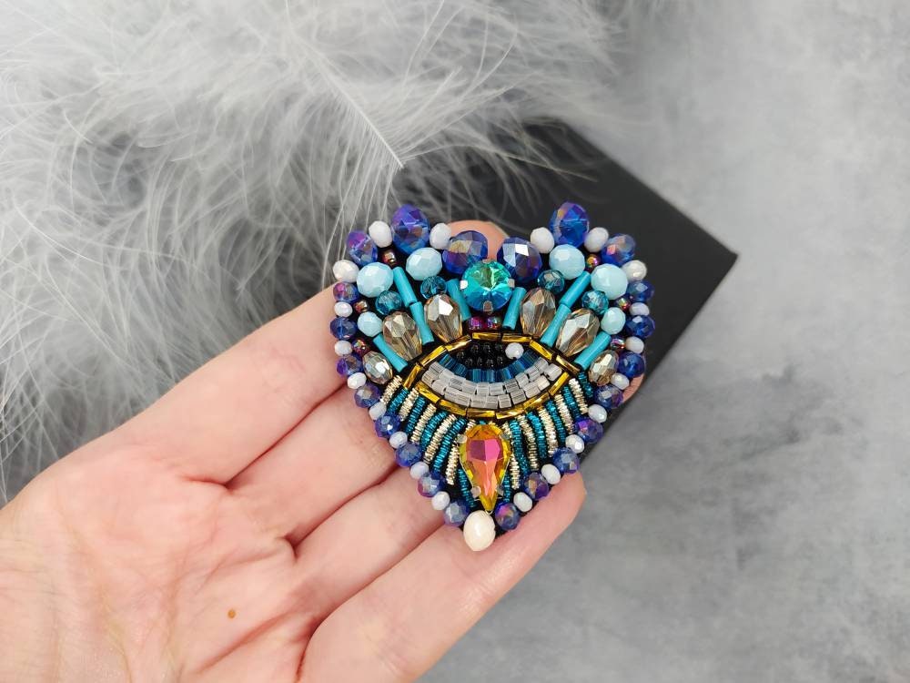 Evil eye brooch pin Evil eye jewellery Heart brooch Evil | Etsy