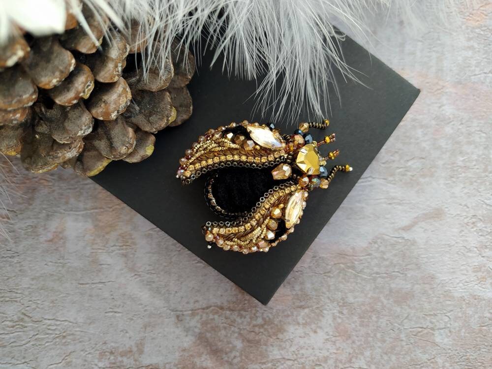 Beaded Cicada brooch pin Beetle brooch pin Fly brooch pin | Etsy
