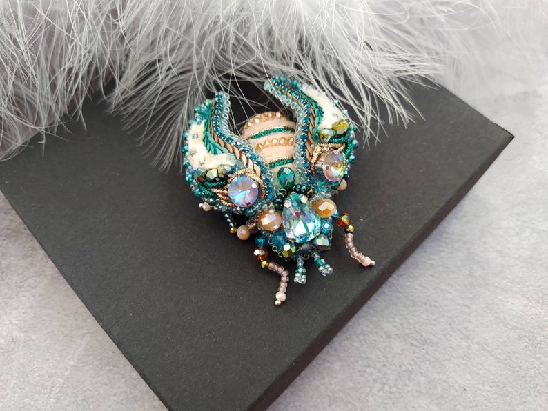 Beaded Cicada Brooch Pin Beetle Brooch Pin Embroidered - Etsy