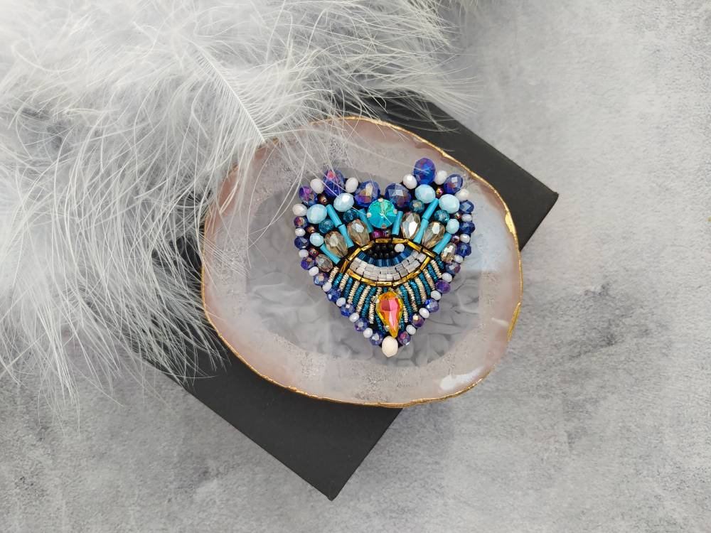 Evil eye brooch pin Evil eye jewellery Heart brooch Evil | Etsy