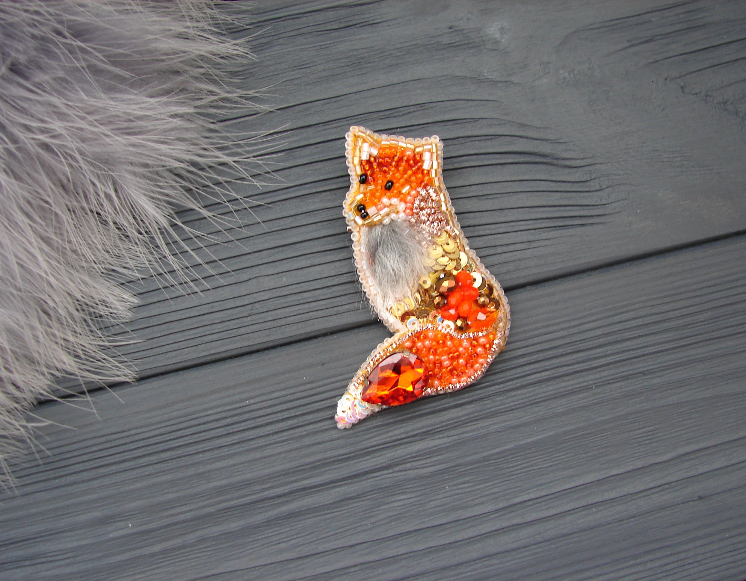 Seed Beaded Brooch Fox Brooch Fox Pin Fox Jewelry Animal - Etsy