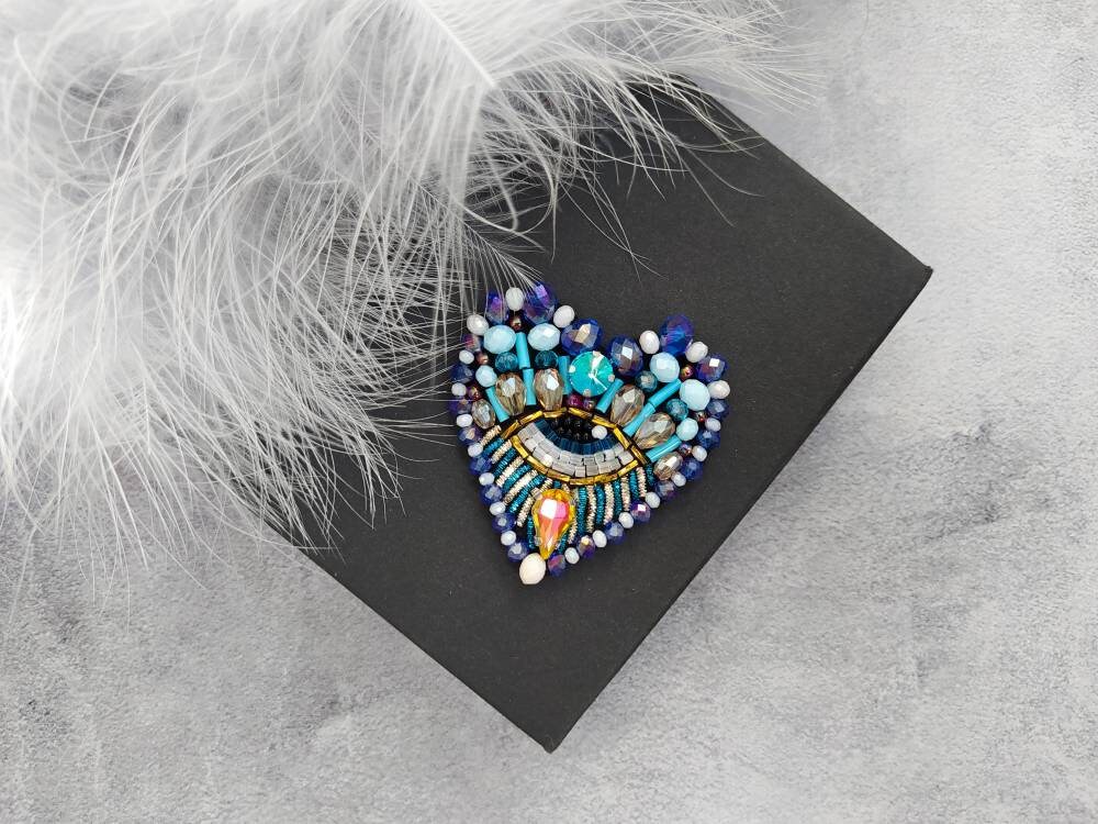 Evil eye brooch pin Evil eye jewellery Heart brooch Evil | Etsy