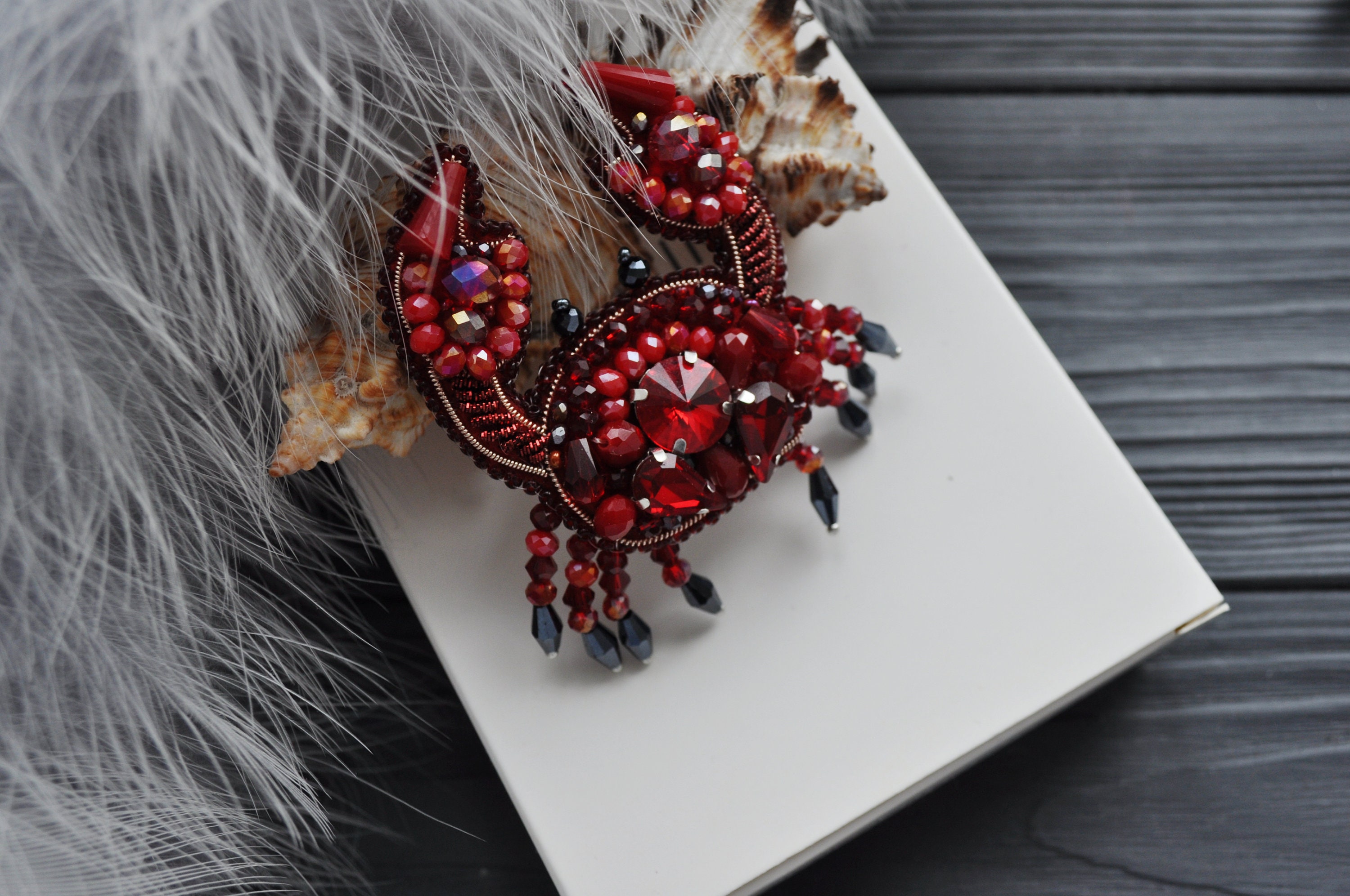 Crab Pin Crab Brooch Badge Beaded Brooch Cancer Brooch | Etsy