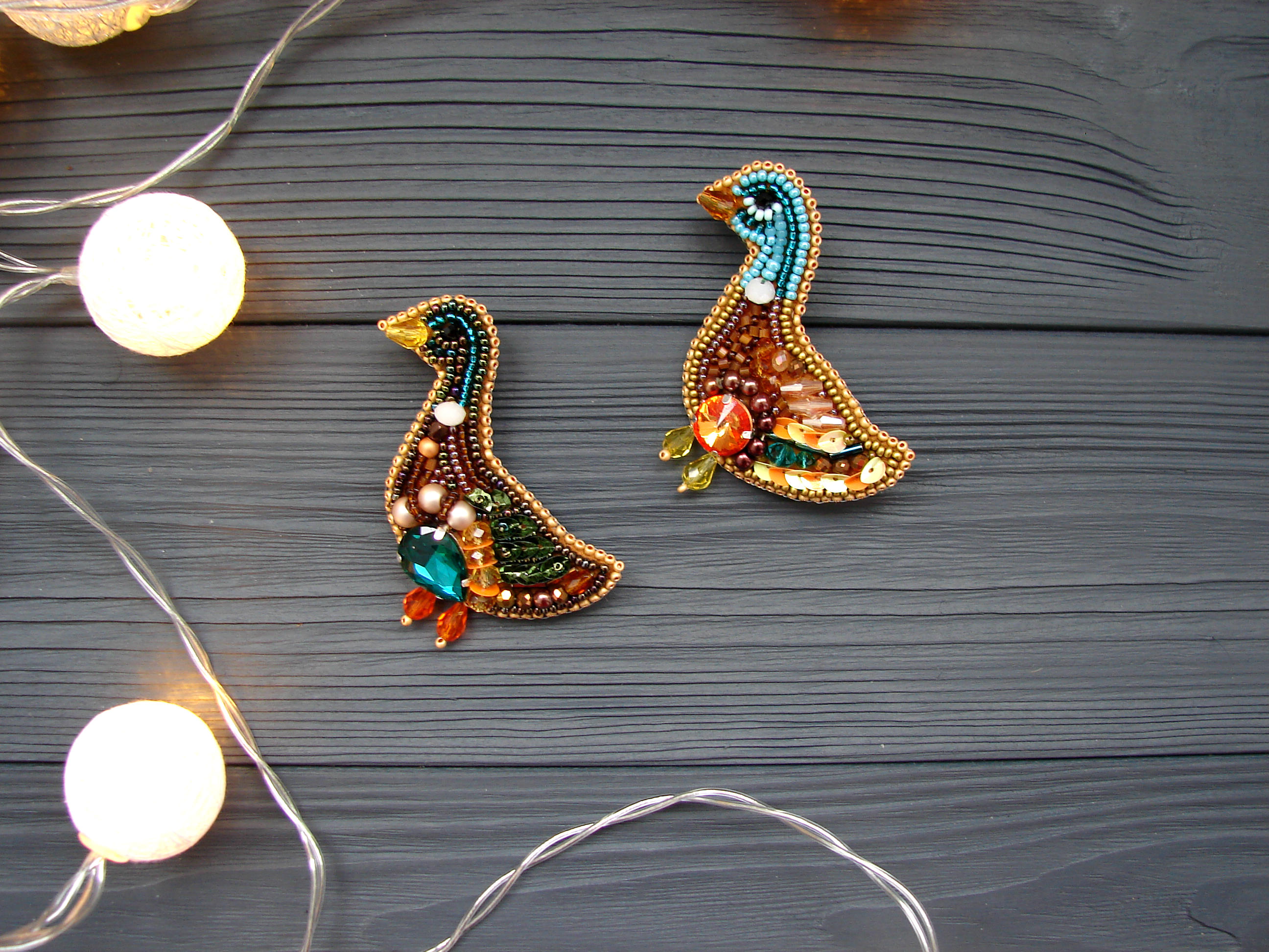 Duck Beaded Brooch Goose Beaded Broach Goose Duck Jewelry Embroidery ...