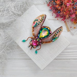 Beaded Cicada Brooch Pin Beetle Brooch Pin Fly Brooch Pin Embroidered ...