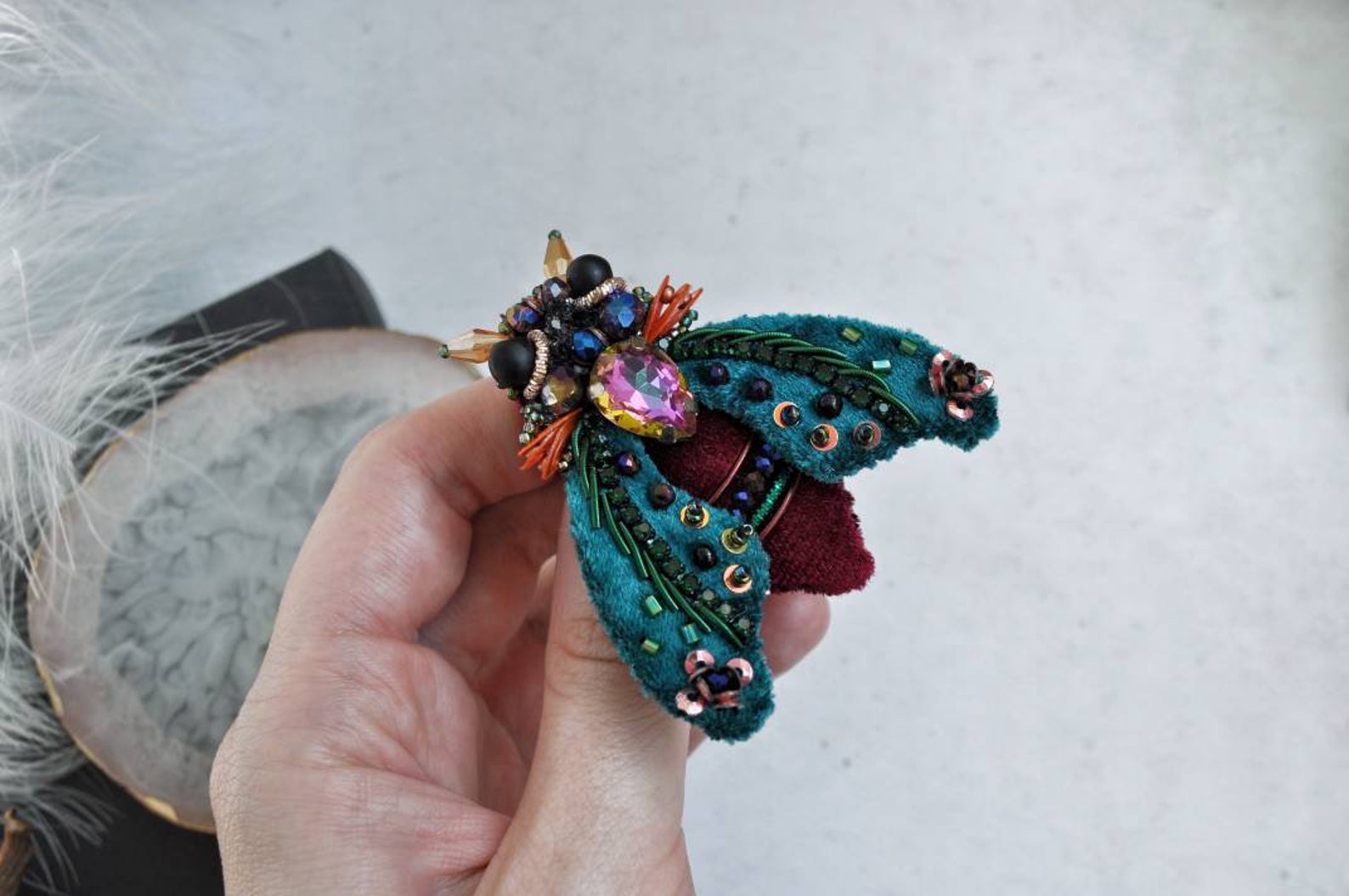 Beetle Brooch Insect Embroidery Beads Fairy Beaded Bug Pin - Etsy