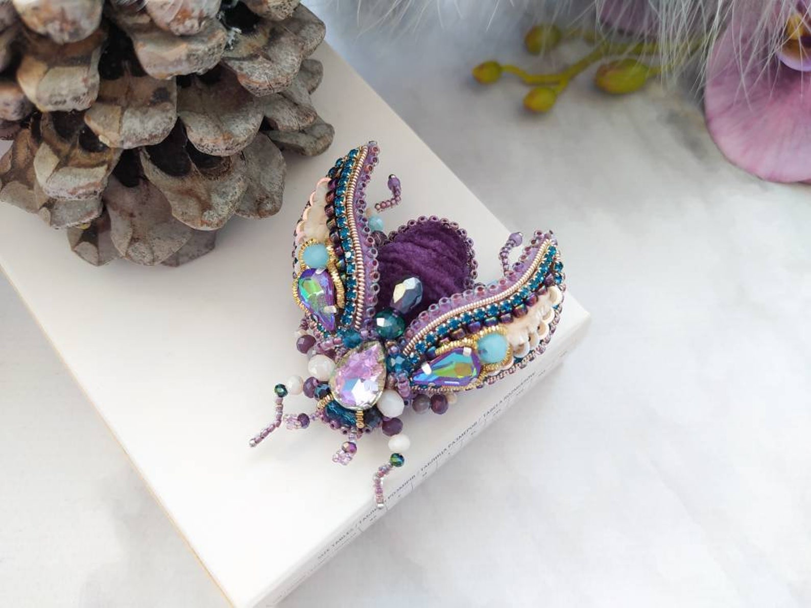 Embroidery beaded brooch Beaded beetle brooch pin Insect | Etsy