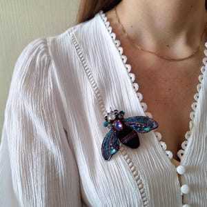 Cicada Brooch Pin Beaded Hand Embroidery Beetle Brooch Pin Art Glass ...