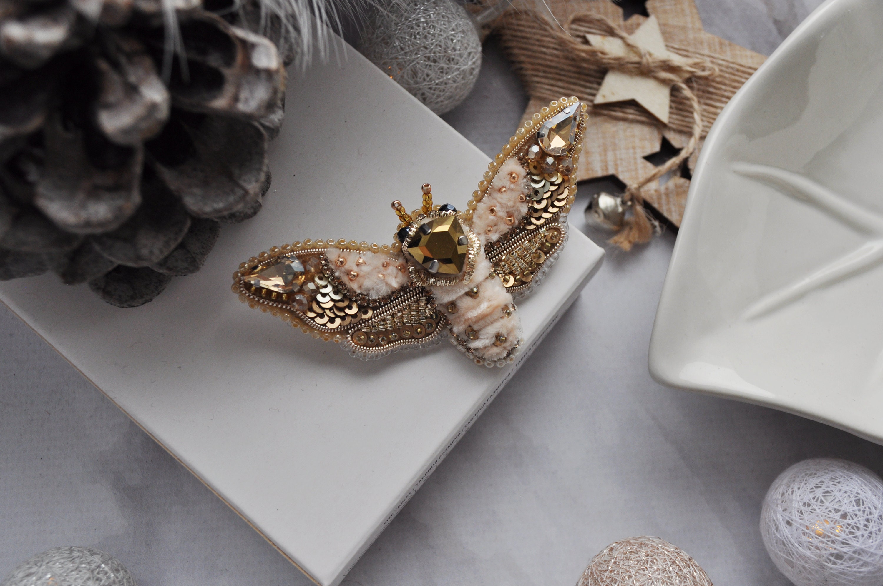 Beaded Butterfly Moth Beetle brooch pin Embroidered brooch | Etsy