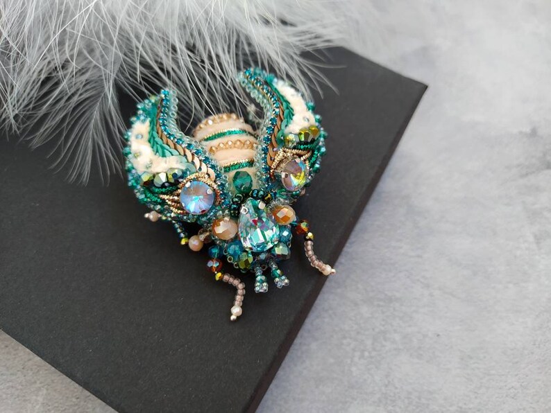 Beaded Cicada Brooch Pin Beetle Brooch Pin Embroidered - Etsy