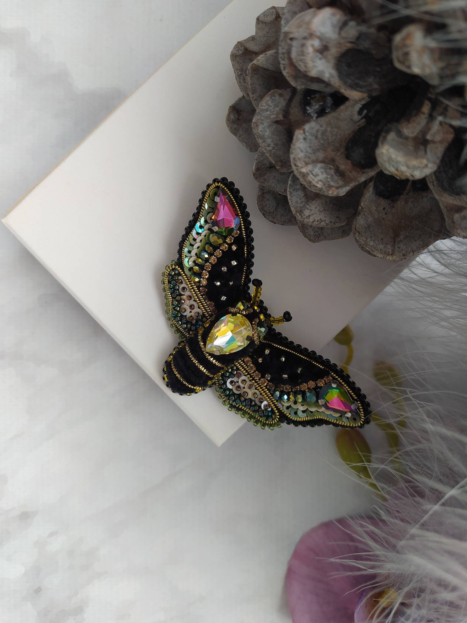 Beaded Butterfly Moth Beetle brooch pin Embroidered brooch | Etsy
