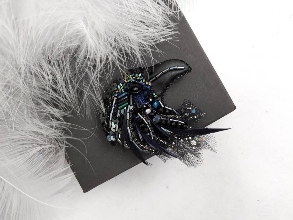 Crow Raven brooch pin Victorian Gothic Inspired Glass Brooch | Etsy