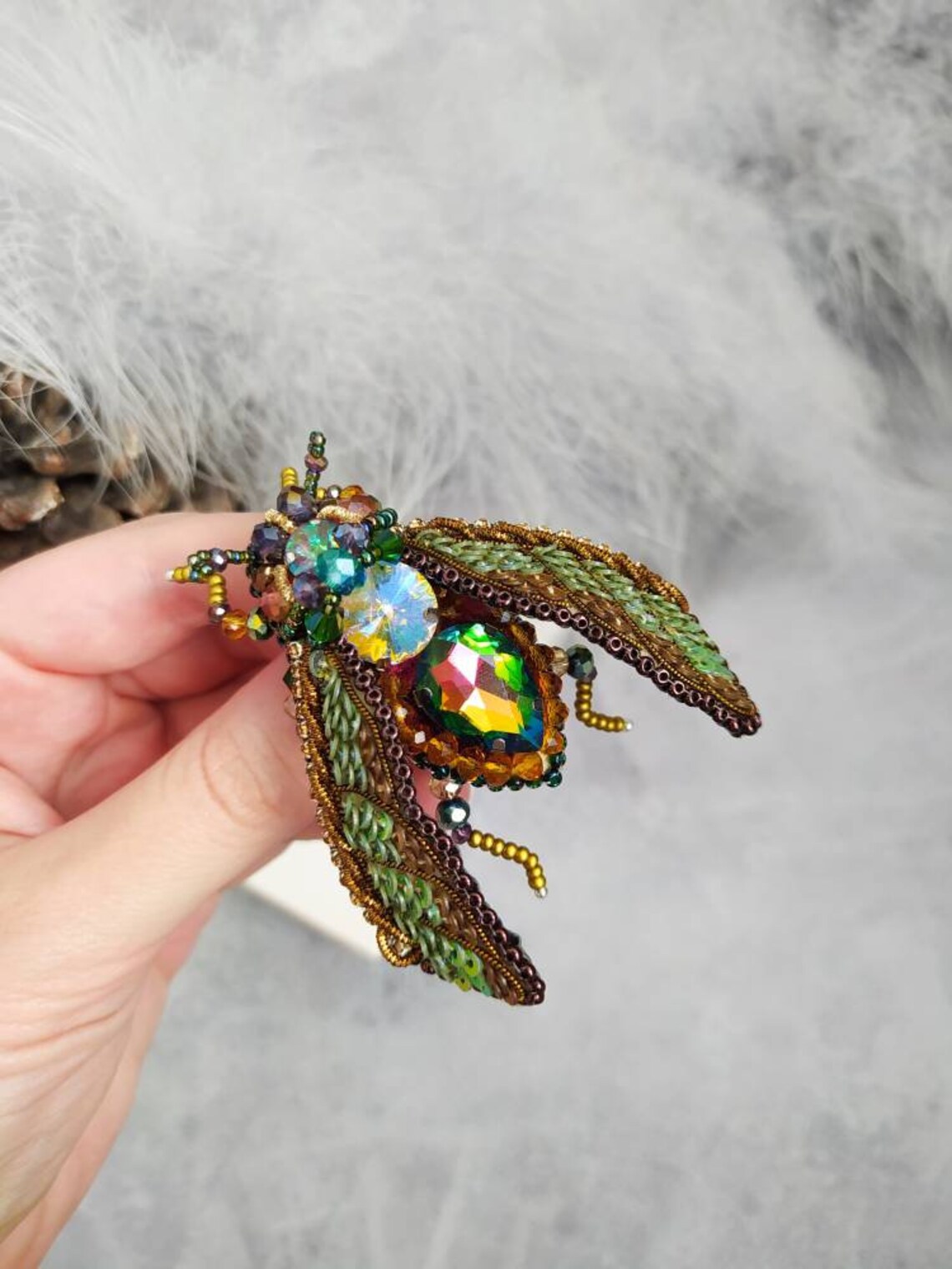 Beaded Cicada brooch pin Beetle brooch pin Fly brooch pin | Etsy