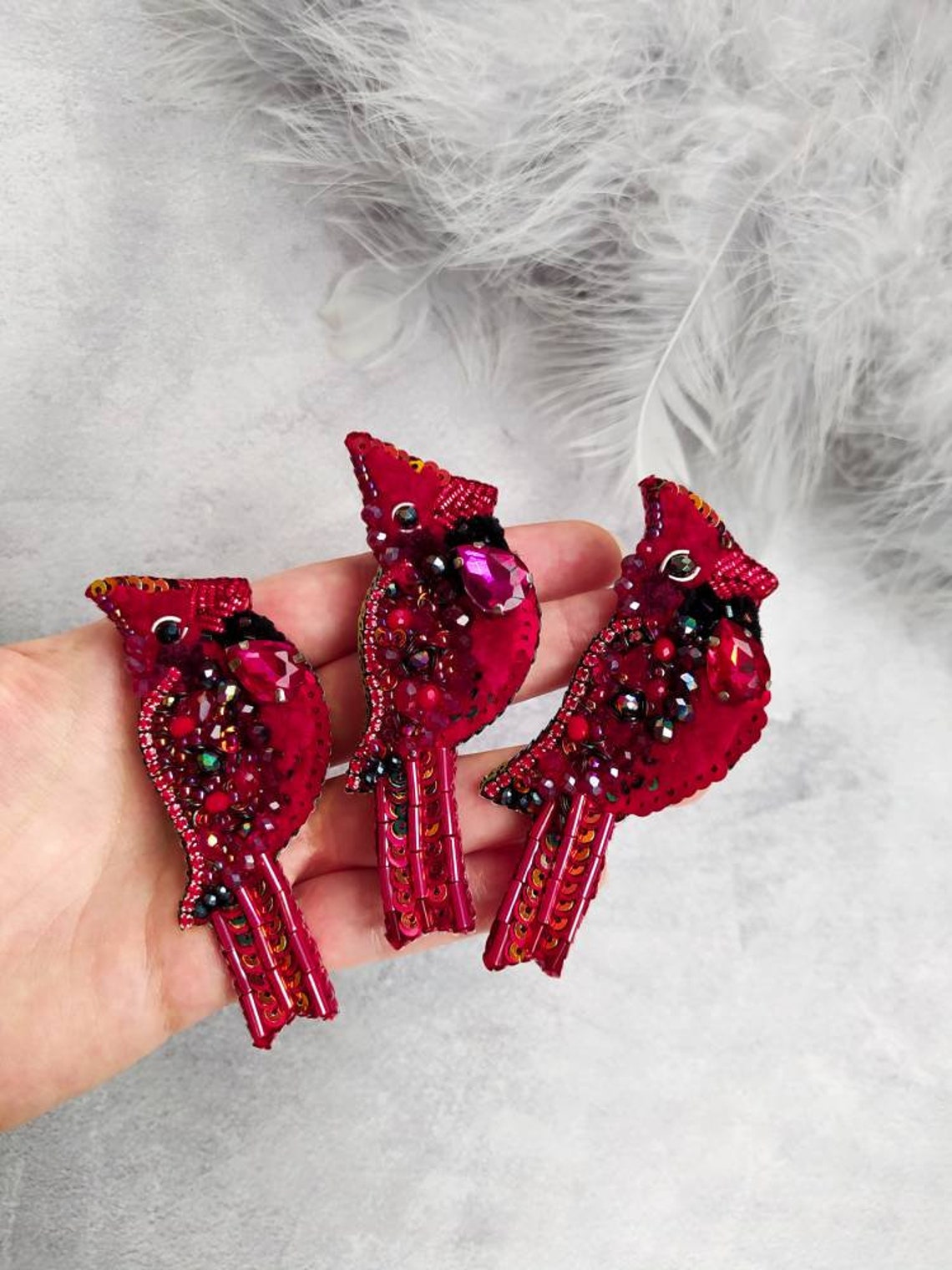 Cardinal ornament Red cardinal brooch pin cardinal gifts | Etsy