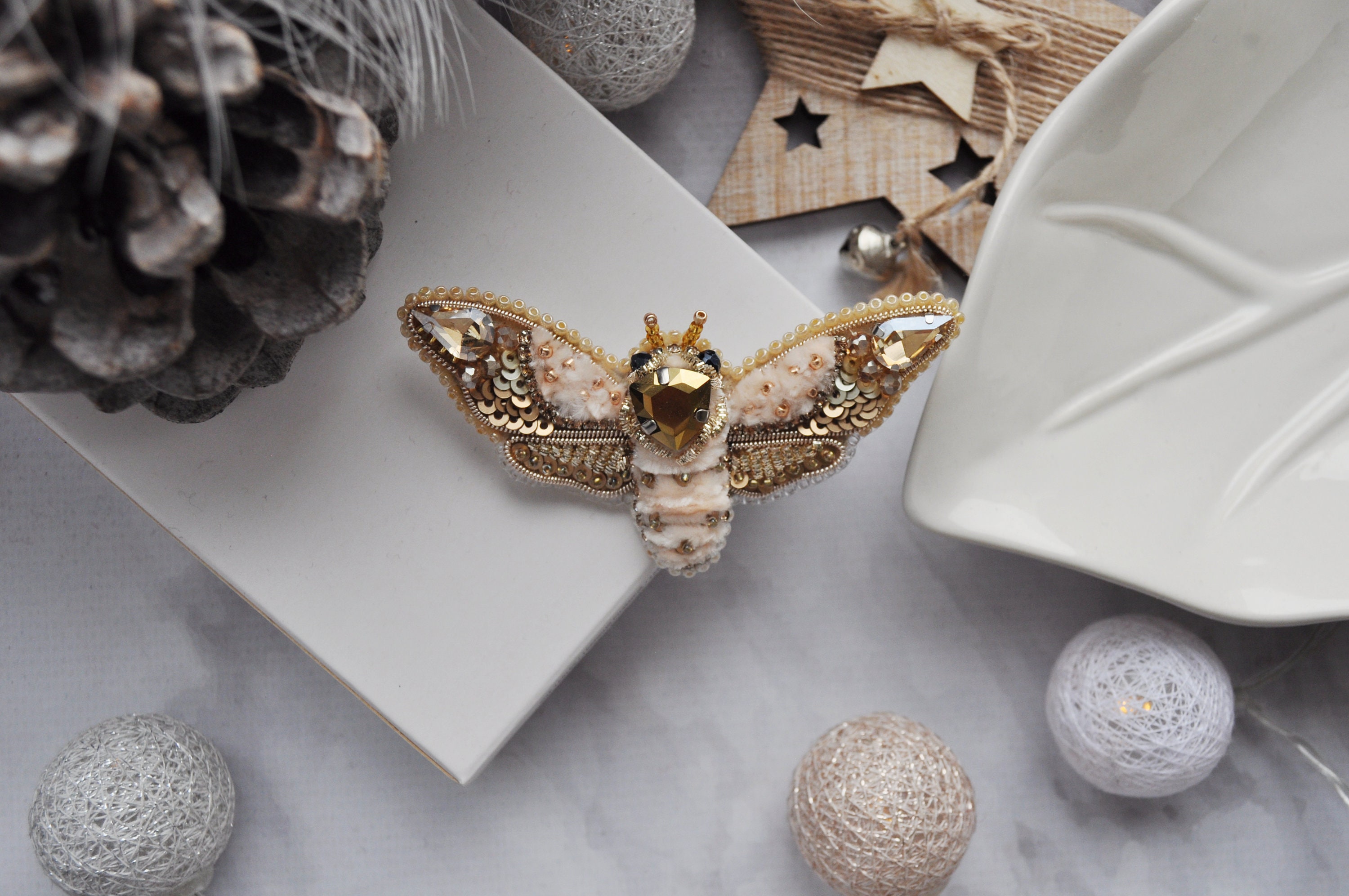 Beaded Butterfly Moth Beetle brooch pin Embroidered brooch | Etsy