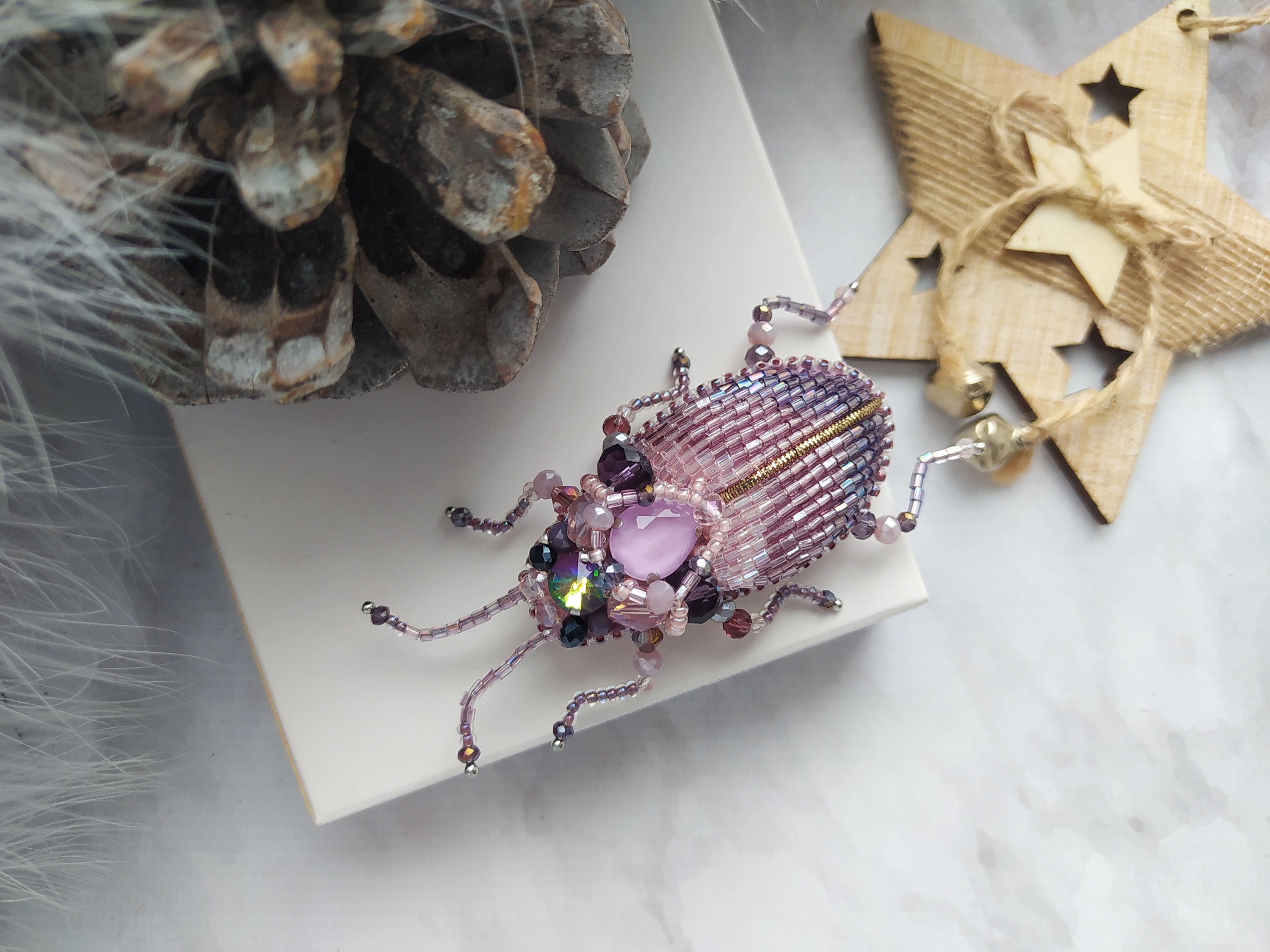 Embroidery beaded brooch Beetle brooch pin jewelry Insect | Etsy