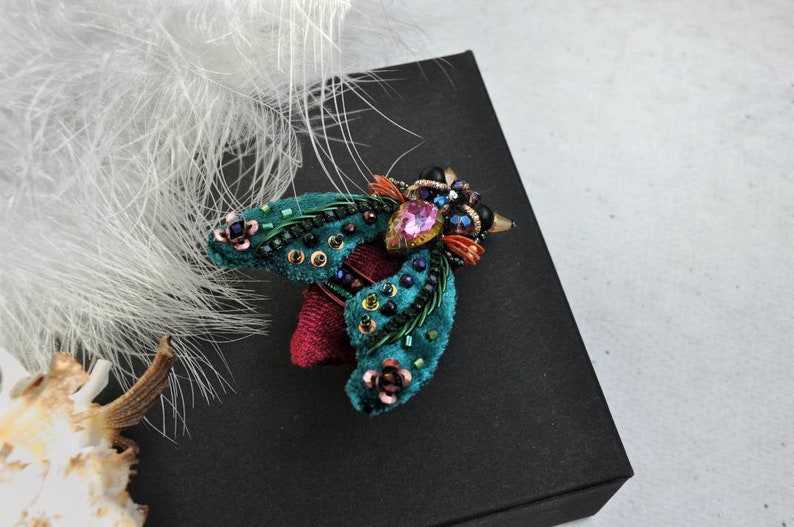 Beetle Brooch Insect Embroidery Beads Fairy Beaded Bug Pin | Etsy