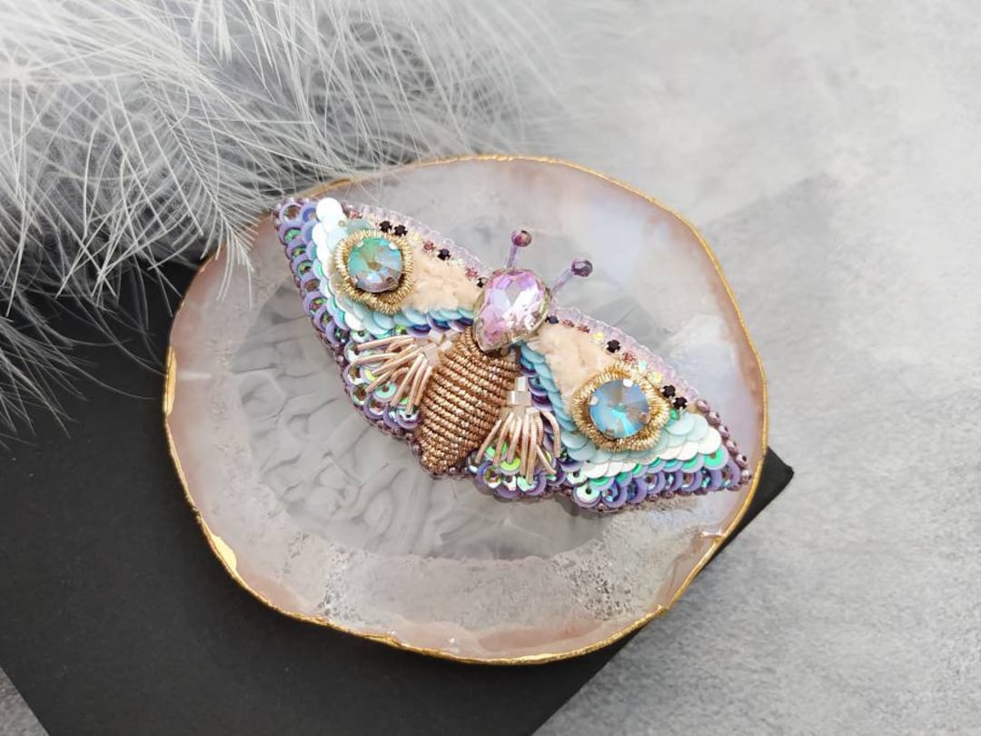 Beaded Butterfly Brooch Pin, Moth Brooch Pin, Beetle Brooch Pin, Art ...