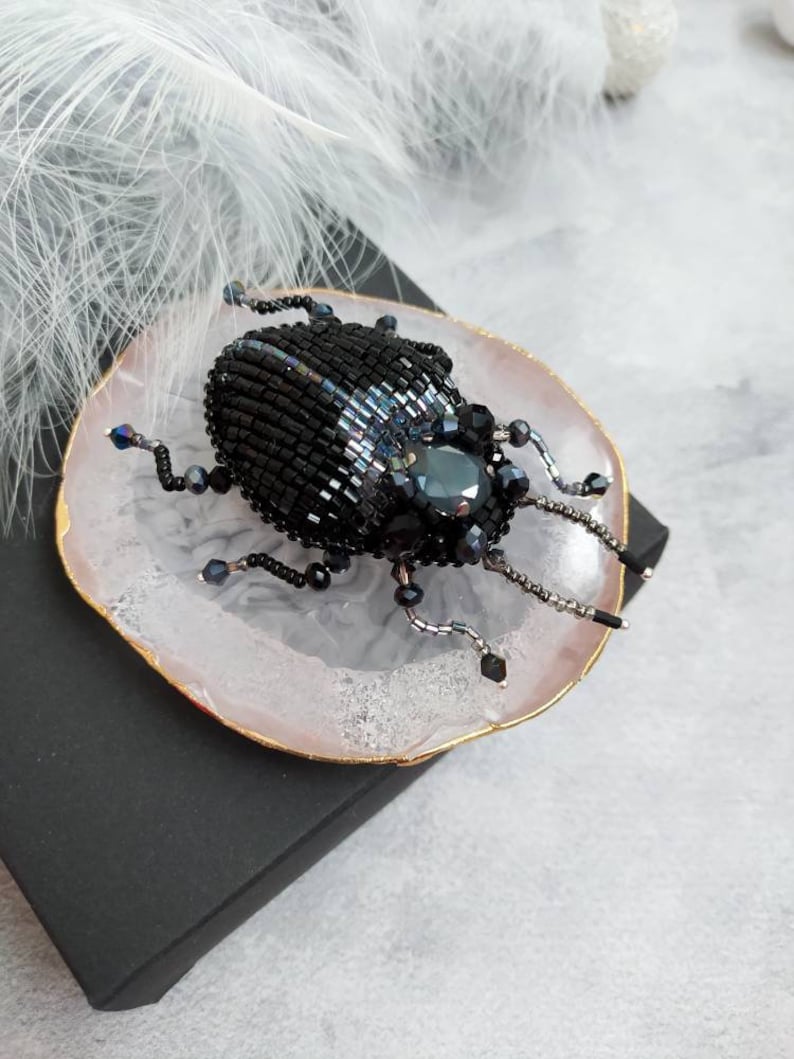 Scarab Beetle Brooch Pin, Beetle Jewelry, Art Glass Brooch, Embroidery ...