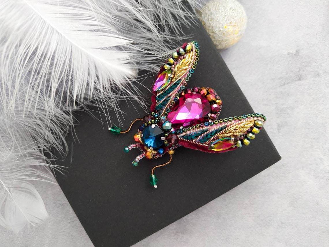 Beaded Cicada Brooch Pin Beetle Brooch Pin Fly Brooch Pin - Etsy