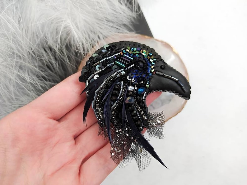 Crow Raven Brooch Pin Victorian Gothic Inspired Glass Brooch - Etsy