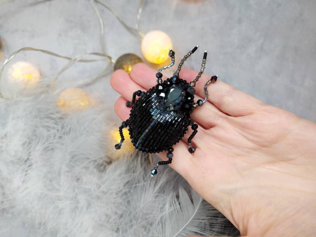 Scarab Beetle Brooch Pin, Beetle Jewelry, Art Glass Brooch, Embroidery ...