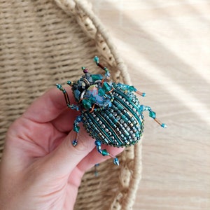 Beetle Broochpin, Hand Embroidery Beaded Brooch, Bugs Pins, Insect ...