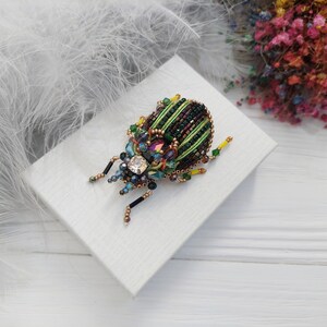 Embroidery Beaded Brooch Stag Beetle Brooch Pin Art Glass Brooch Insect Art Animal Nature ...