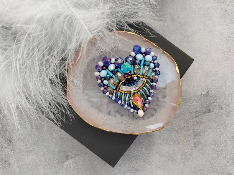 Evil eye brooch pin Evil eye jewellery Heart brooch Evil | Etsy