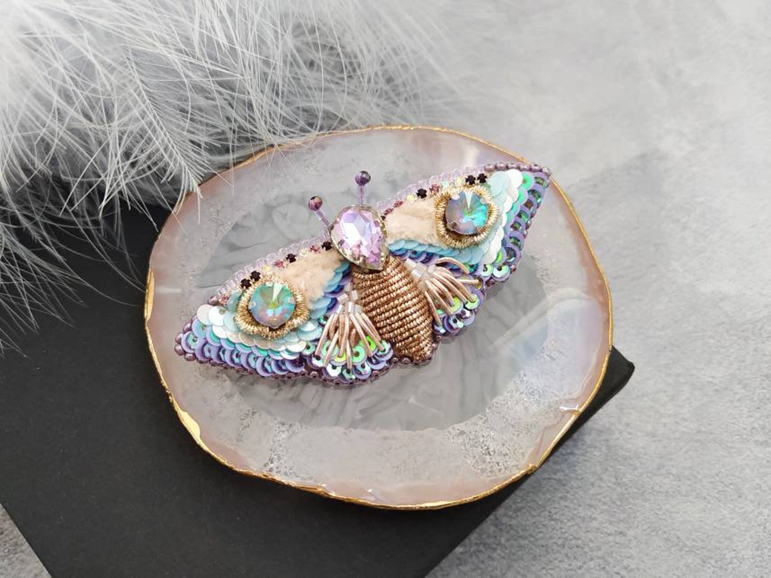 Beaded Butterfly Brooch Pin, Moth Brooch Pin, Beetle Brooch Pin, Art ...