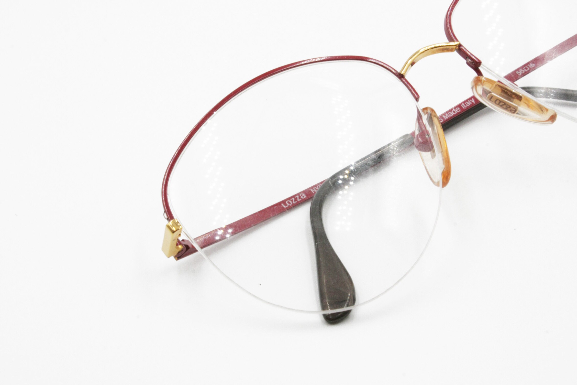 Lozza Nyrim 56 16 Half Rimmed Red Frames Glasses Nylor, Made in Italy ...