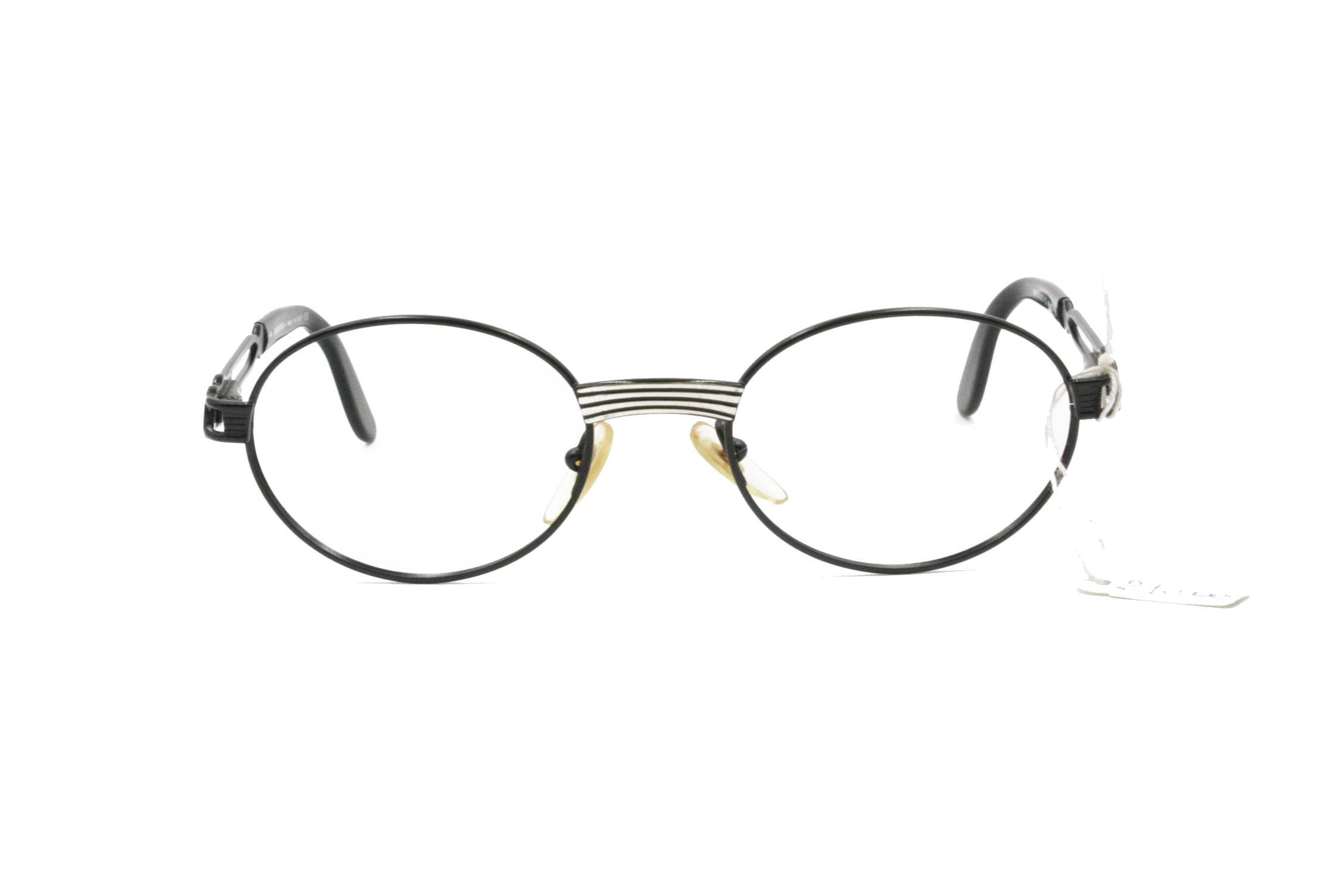 O. MARINES Oval Round Glasses Frame Black & Metal Made in Italy ...