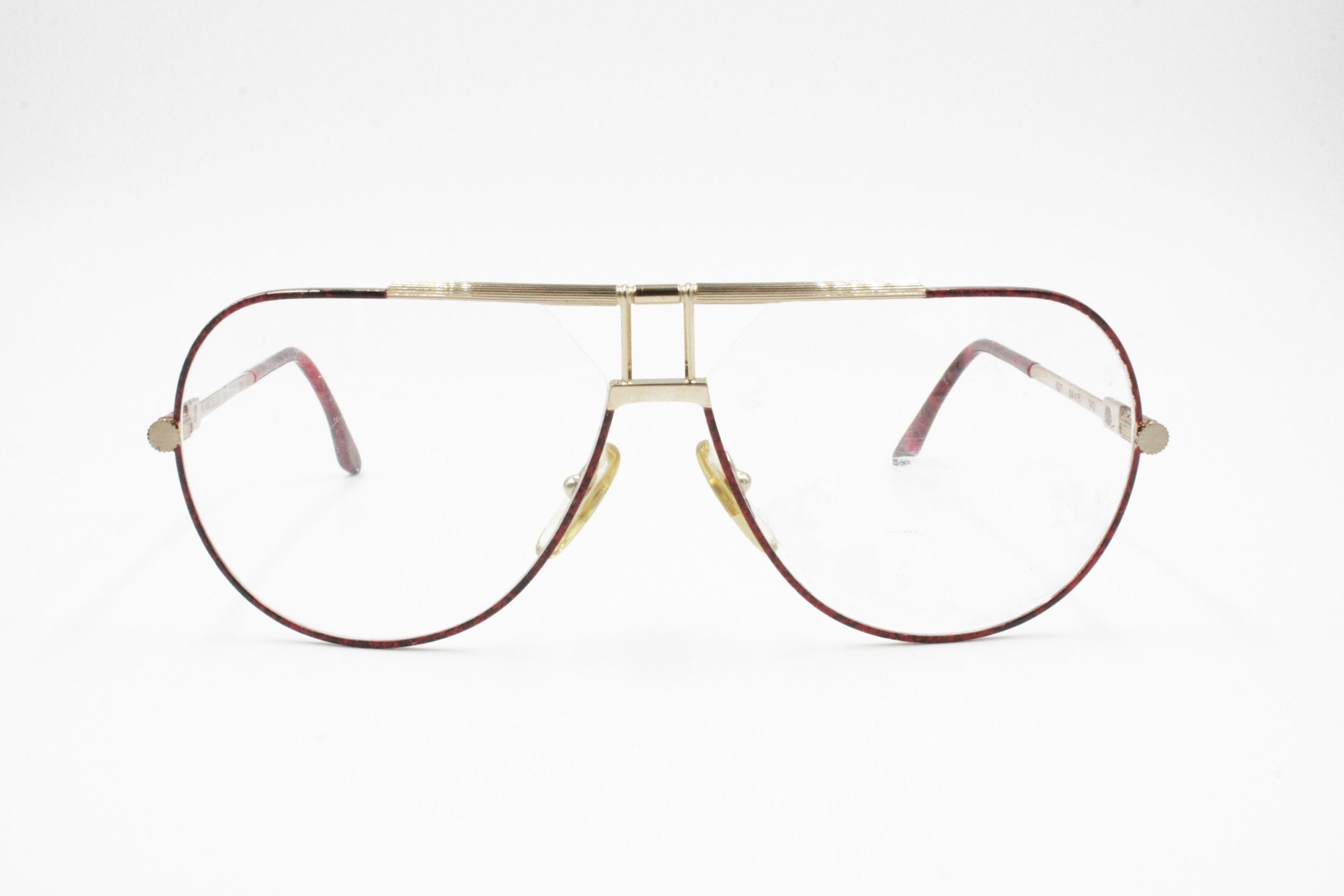 ALAIN DELON Mod. Sirius, Big Aviator Frame Glasses Red & Black Dappled ...