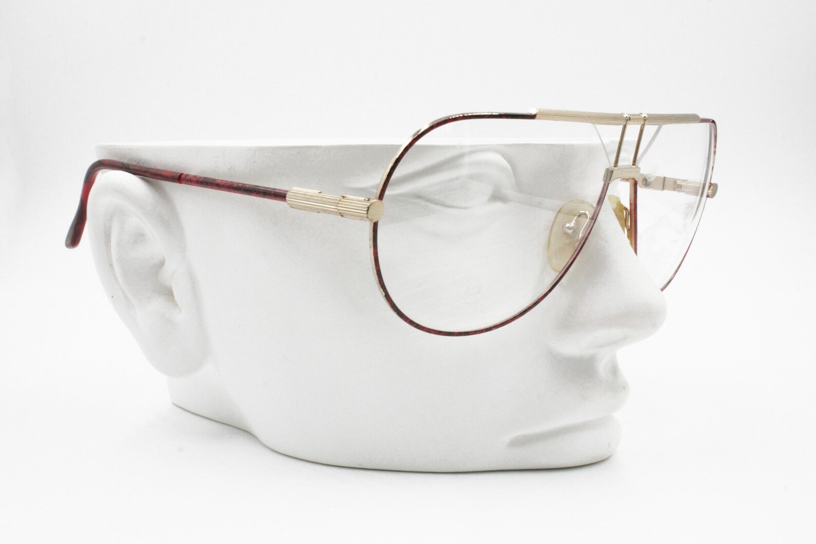 ALAIN DELON Mod. Sirius, Big Aviator Frame Glasses Red & Black Dappled ...