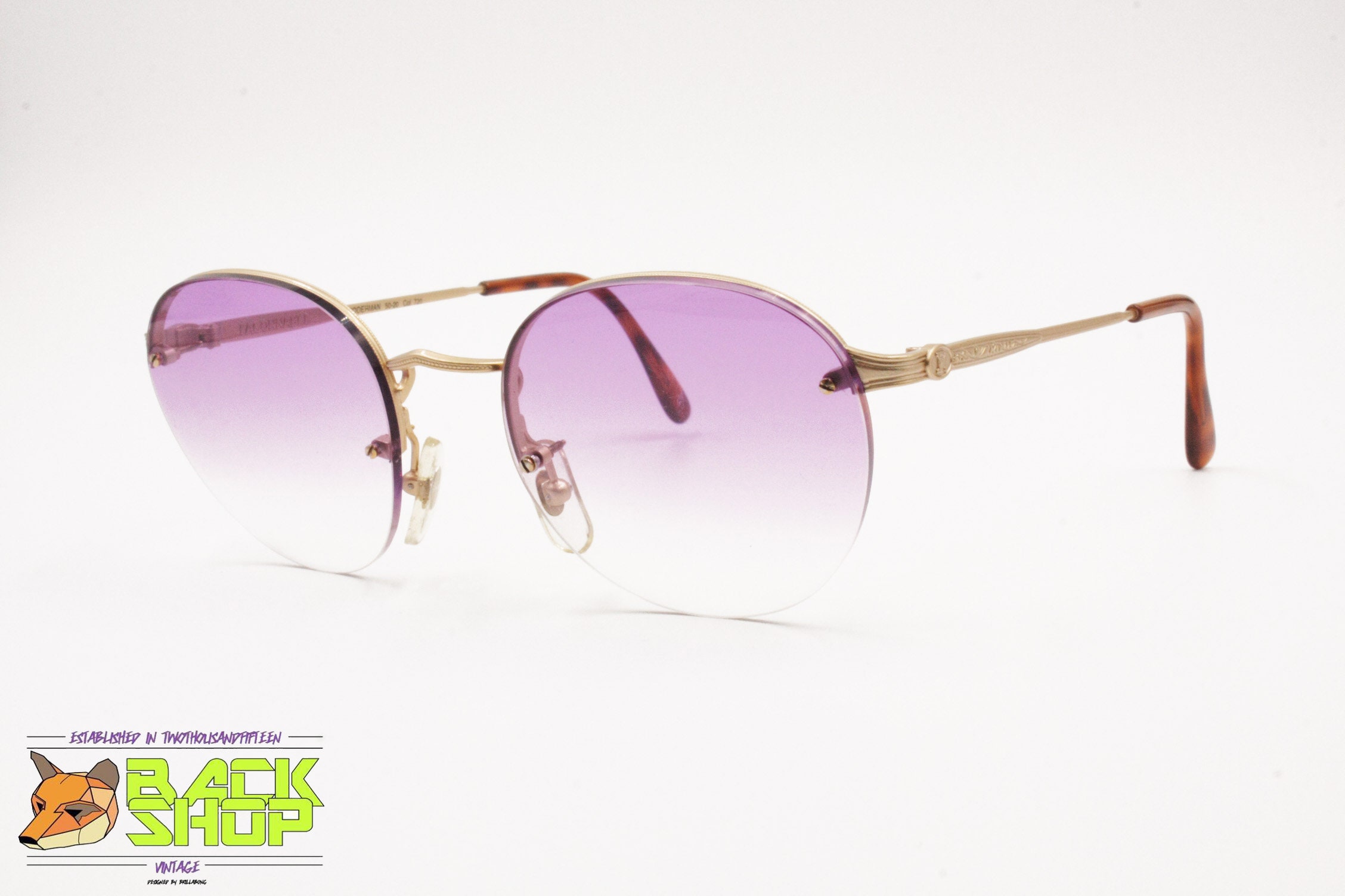 Façonnable RODERMAN Round Panto Sunglasses Rimless Violet - Etsy
