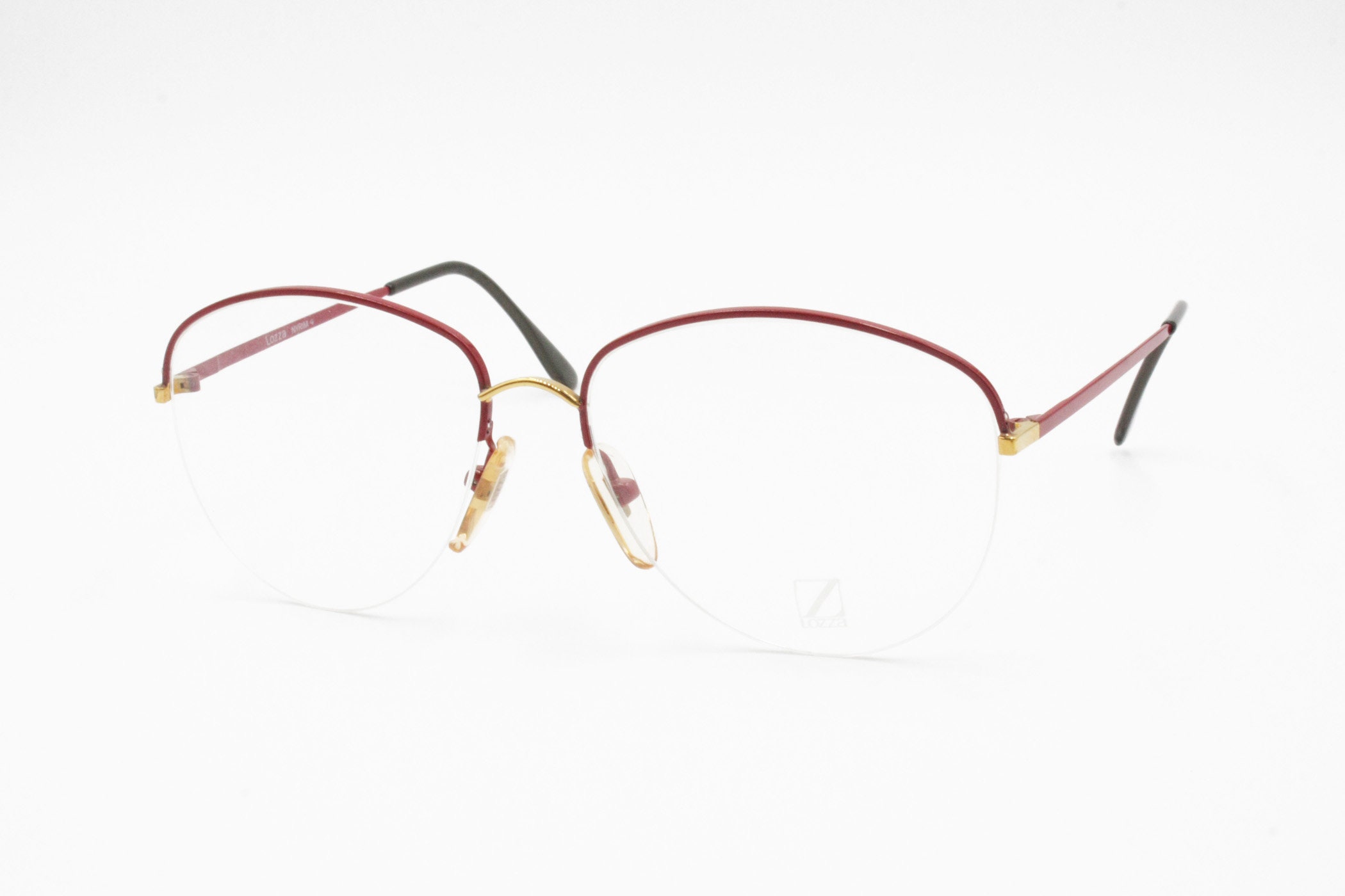 Lozza Nyrim 56 16 Half Rimmed Red Frames Glasses Nylor, Made in Italy ...