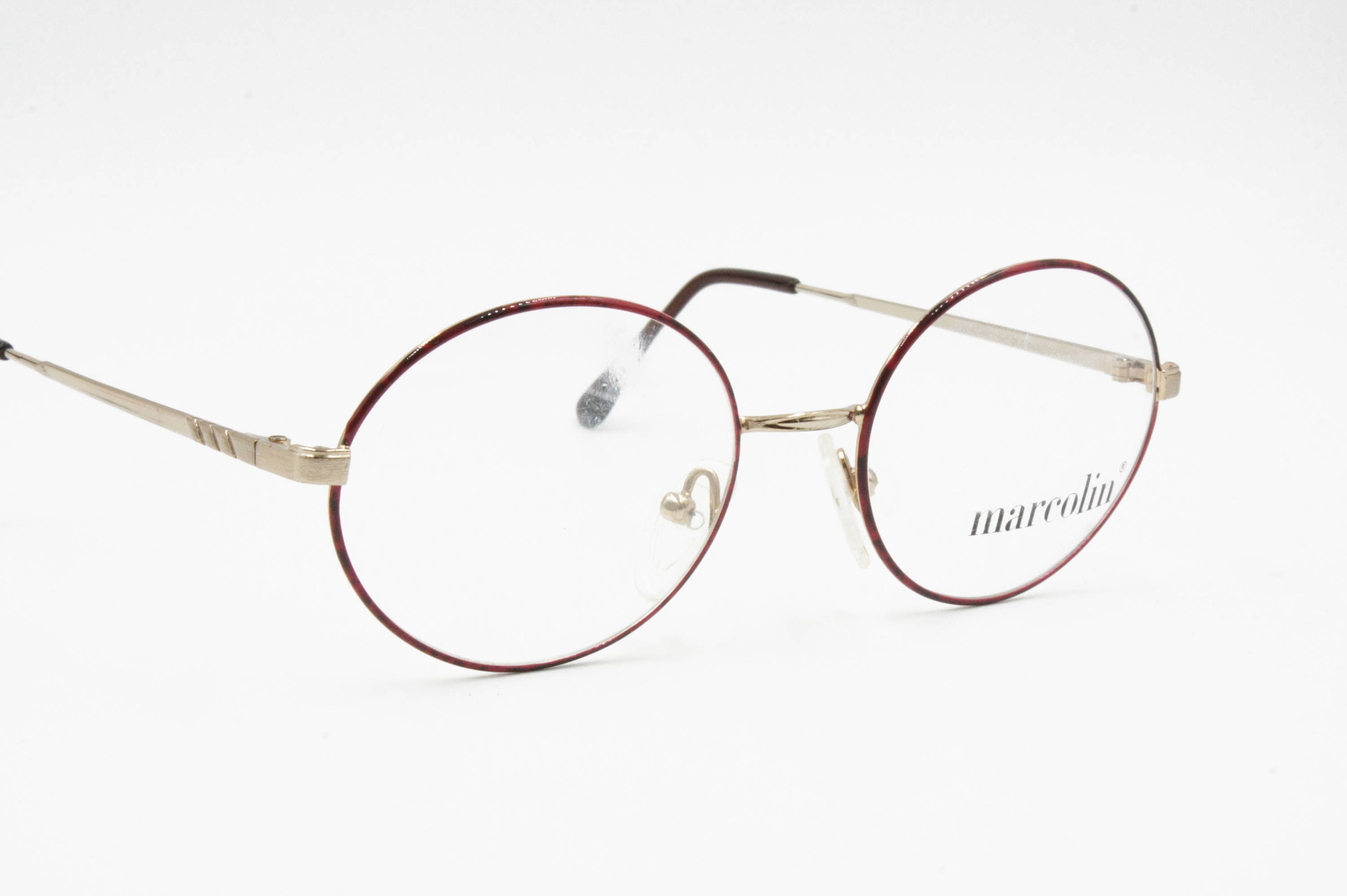 Marcolin Made in Italy Vintage Round Frame Red Spotted & Gold - Etsy