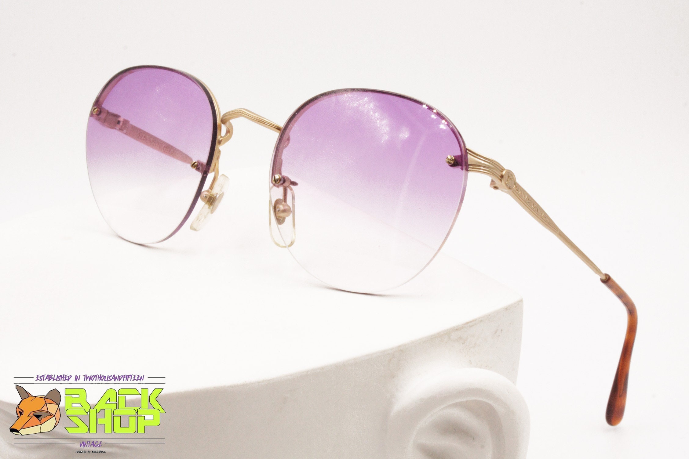 Façonnable RODERMAN Round Panto Sunglasses Rimless Violet - Etsy