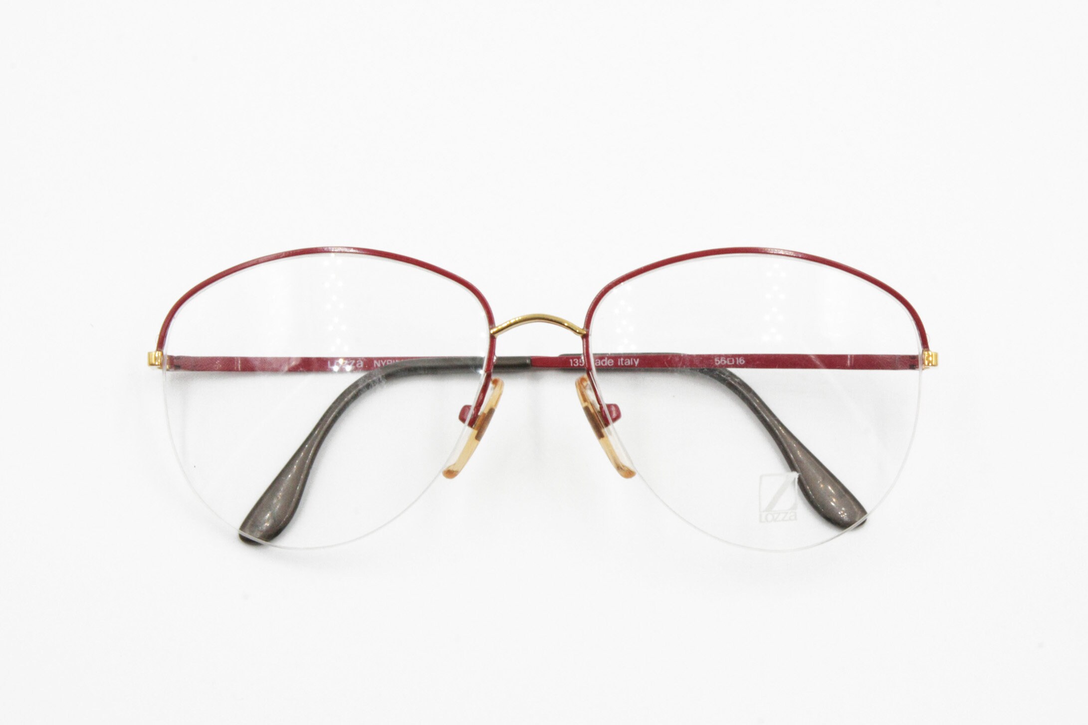 Lozza Nyrim 56 16 Half Rimmed Red Frames Glasses Nylor, Made in Italy ...