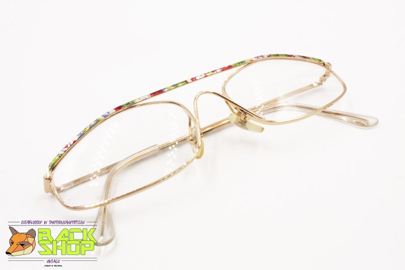 Vintage 1980s Circa Aviator Frame Rectangular Golden & Rainbow Color ...